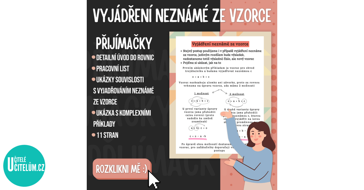 Vyjádření ze vzorce - přijímačky - Matematika | UčiteléUčitelům.cz